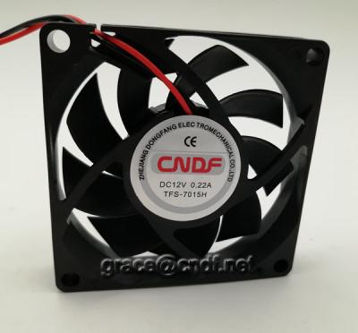 China CNDF manufacturer production exhaust dc cooling fan 70x70x15mm 12VDC 24VDC sleeve and 2 ball bearing cooling fan TF7015H for sale