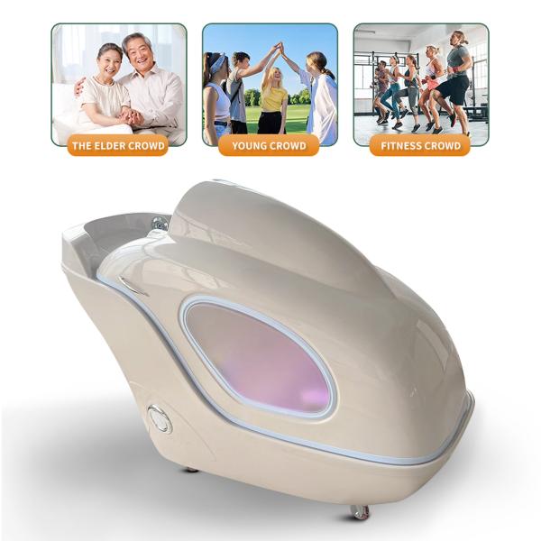 Quality Semi-reclining Creamy White Red Lights Infrared Spa Capsule with PEMF Function for sale