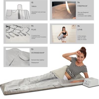 3 Zones Waterproof Fireproof PU Leather Cotton Comfortable Sauna Blanket for Dispel Dampness and Coldness