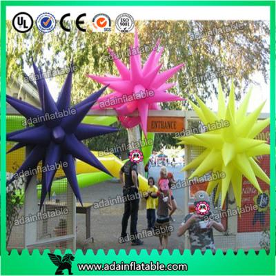 Purple Pink Yellow 2m Inflatable Star Balloons With Lights Oxford Cloth