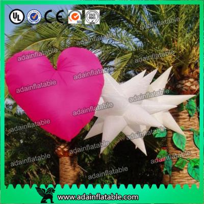 China Pink Inflatable Heart With LED light For Event Hanging Decoration,White Inflatable Star for sale