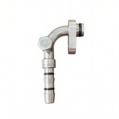 China JM Eco-Friendly Flange 4-Point 90° Elbow Tube Fitting with Side Service Valve | Refrigeration Hose Connector for sale