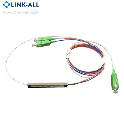 China 1X2 Optical Passive Blockless Fiber Optic PLC Splitter with Sc/LC/FC APC Connector for sale