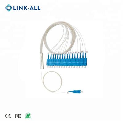 China 1*2/1*4/1*8/1*16/1*32/1*64 PLC Splitter Blockless with SC/UPC 0.9mm Diameter for sale