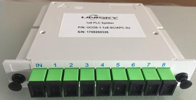 China 1X2/4/8/16/32/64 Optical Fiber PLC Splitters Cassette Type with SC/UPC connector for FTTH network for sale