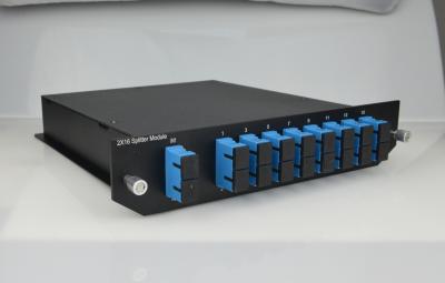 China 1X2/4/8/16/32/64 Optical Fiber PLC Splitters Cassette Type with SC/APC connector for FTTH network for sale