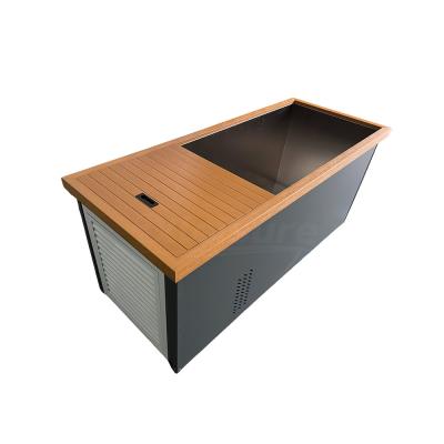 Cina Logo personalizzato vasca da massaggio in legno di acciaio inossidabile vasca da bagno portabile per atleti vasca da bagno a ghiaccio vasca da bagno a scarico fredda in vendita