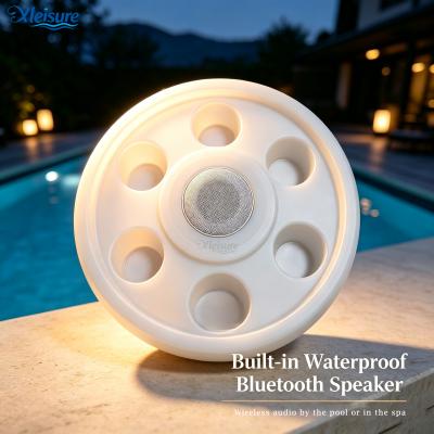 China Floating Spa Music Bar with Bluetooth Speaker RGB LED Light 6 Cup Holders Waterproof Floating Drink Tray for Pool Hot Tub Party for sale