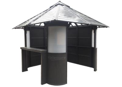 Aufgabe PS-Material-Badekurort Gazebo-Brand-Widerstand-Brown-luxuriöses starkes schweres im Freien