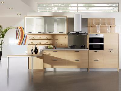China Contemporary style curved countertop melamine kitchen cabinet for sale