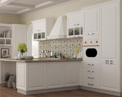 China Dining Kitchen Furniture discount wood veneer l shape kitchen cabinet for sale
