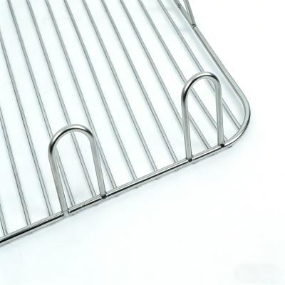 China Portable Stainless Steel Grill Mesh Grilled Meat Netting Handle version for sale
