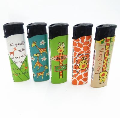 China Wholesale Europe Child Resistance Refillable Colorful Wrapped Label Black Windcap Electronic Lighter for sale