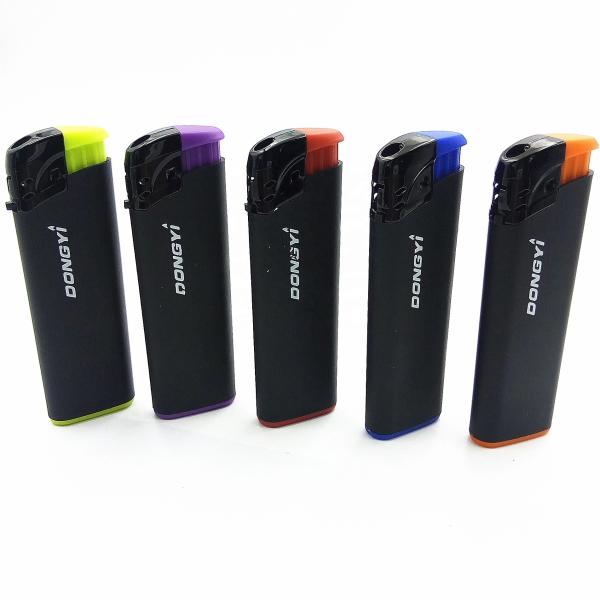 Quality Black Windcap Colorful Press Button DY-068 Electric Gas Lighter for sale