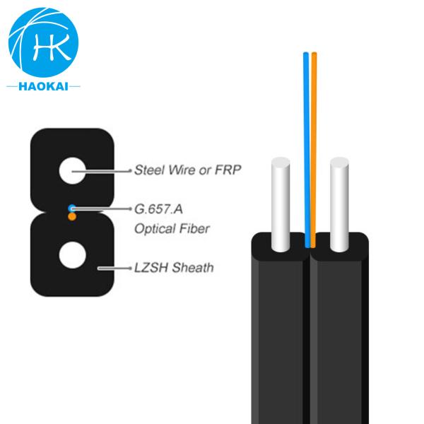 Quality Steel Wire LSZH FTTH Drop Cable Indoor Drop Fiber Optic Cable GJXH G657a1 for sale