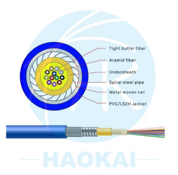Quality Flame Retardant Jacket Indoor Optical Cable Armored Fiber Optic Cable GJSJV for sale