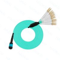 China 12core Multimode Fiber Optic Patch Cord With MPO LC Connector for sale