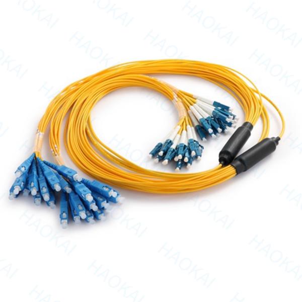 Quality 12core OM4 MPO Fan Out Optical Patch Cord LC Fiber Optic Patch Cords for sale