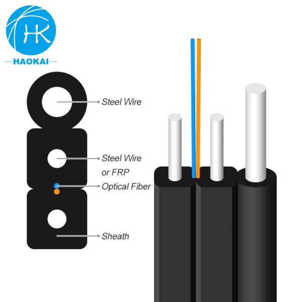 Quality 2core 6core FTTH Drop Cable Flat Fiber Optic Cable With Aramid Central Tube for sale