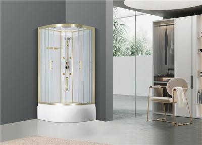 Cina Shower Cabin with White  acrylic tray 900*900*2150cm   gold alumimium ,High tray in vendita