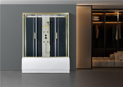 Cina Shower Cabin with White  acrylic tray 170*85*2150cm   gold alumimium ,High tray in vendita