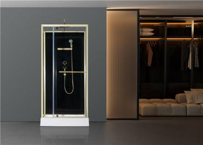 Cina Fashion Pivot Door， Corner Shower Stalls , Square Shower Cabin with  white  acrylic tray，gold alumimium in vendita