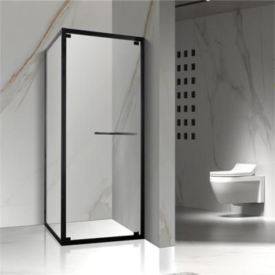 Cina Pivot Door Square 4mm Tempered Clear Glass Shower Cabin With White Acrylic Tray in vendita
