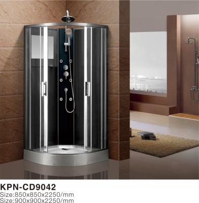Cina Circle Quadrant Shower Cabin with grey  acrylic tray  chrome aluminium in vendita
