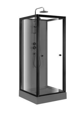 Cina Cabina della doccia del vetro trasparente temperata 4mm del quadrato della porta del perno con il vassoio acrilico nero in vendita