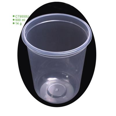 China 500ml 600ml 650ml 700ml 750ml Restaurant Food Grade Beverage Drink U Shape Plastic Disposable Cups Microwavable Takeaway for sale