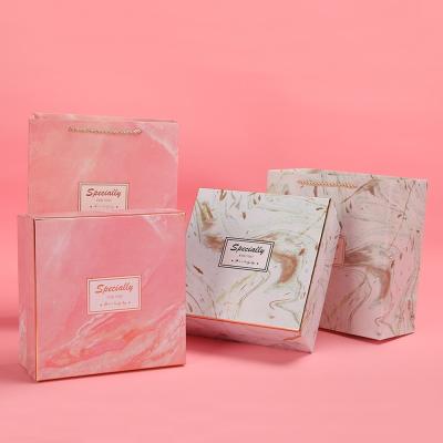 China Kundenspezifischer Logo Marble Printing Birthday Gift-Kasten mit Papiertüte zu verkaufen