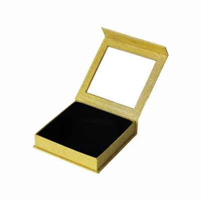China 10*10*3.5cm transparentes Fenster-steife Papiergeschenkbox mit HAUSTIER Tray Shiny Gold zu verkaufen