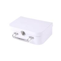 China Customizable Solid White Rigid Paper Gift Box With Metal Handle And Clasp for sale
