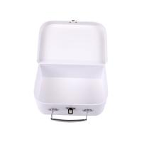 China Customizable Solid White Rigid Paper Gift Box With Metal Handle And Clasp for sale