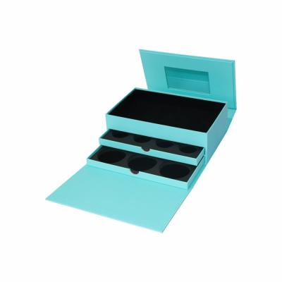 China 3 Layers Blusher Eyeshadow Cosmetic Gift Boxes With Makeup Mirror for sale