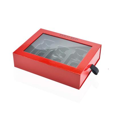 China 20*15*5cm de Rode Dozen Zwart Stempelend Logo With Black Ribbon van de Parfumgift Te koop