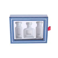 China Bule Empty Small Cardboard Gift Boxes , Pull Out Drawer Box With 3 Cavities for sale