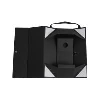 China Customizable Snap Closure Folding Gift Boxes With Handle Matt Black for sale
