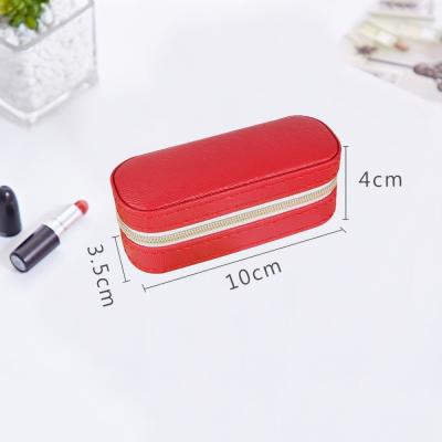 Κίνα Μίνι PU περίπτωση 10*4*3.5cm κραγιόν ταξιδιού δέρματος με τη διπλή περάτωση φερμουάρ προς πώληση