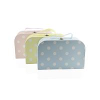 China 3 Set Dot Pattern Cardboard Storage Suitcase Box With Ribbon Handle for sale