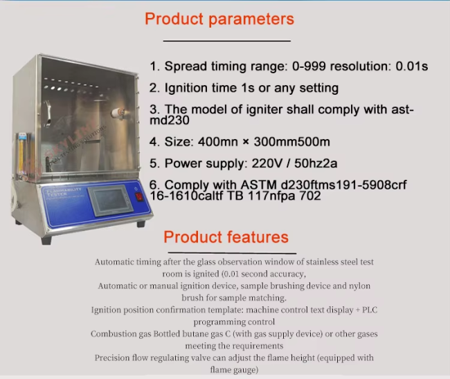 45 Degree Flammability Tester Detail View