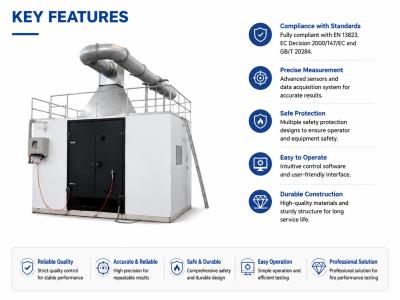 China Reaction-to-Fire SBI Test Equipment with 2Pa Pressure Sensor Accuracy, 1-30 Minute Test Range, and 0.5°C Temperature Precision for sale