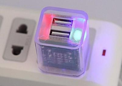China Lucency charger transparency case mini charger USB connecter LED indicator 5V1A 5V 2.1A for sale