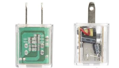 China Lucency charger transparency case mini charger USB connecter LED indicator 5V1A 5V 2.1A for sale