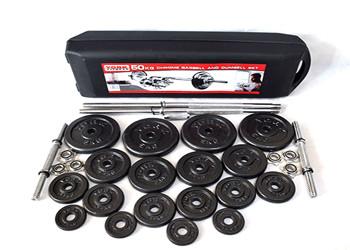China Strength training(weight lifting) adjustable 50kg Black Painting Dumbbell Barbell set for sale
