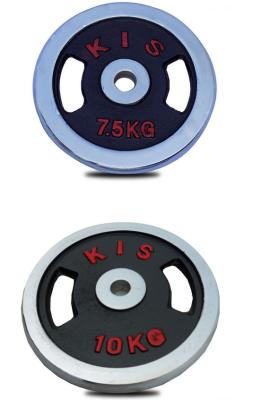 China weight lifting cast iron chromed handle barbell plate with two handles for sale