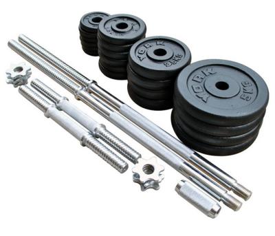 China man excercise cast iron painting dumbbell barbell set 50kg for sales for sale