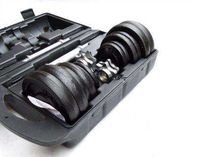 China cast iron painted  adjustabel dumbbell  barbell 15kg 20kg 30kg set with plastic case for sale