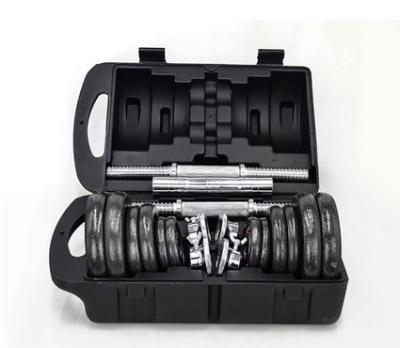 China gym black painting dumbbell 15kg 20kg 30kg set with four collars for sale