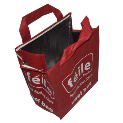 Cina Logo stampato matrice per serigrafia della borsa del dispositivo di raffreddamento del pranzo isolato Nonwoven rosso di forma fisica pp in vendita